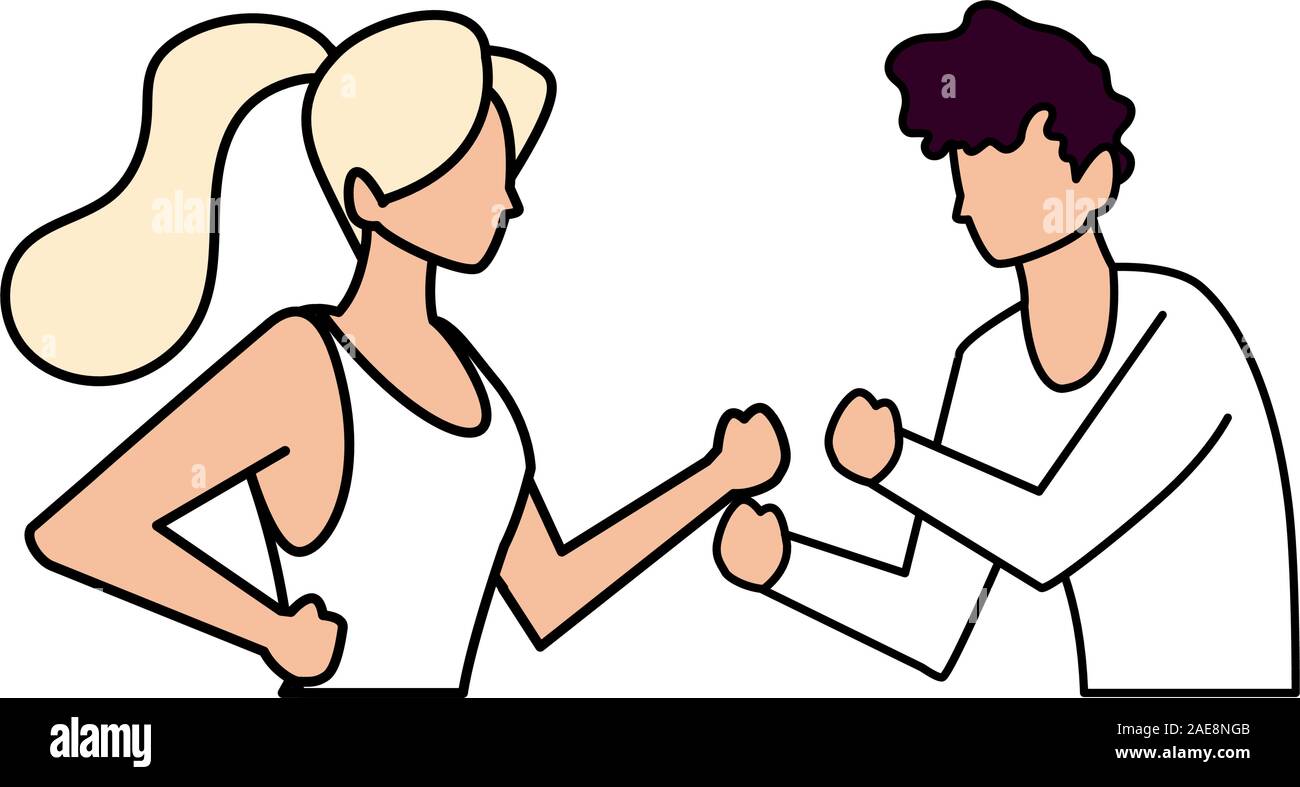 couple of people faceless with different poses on white background ...