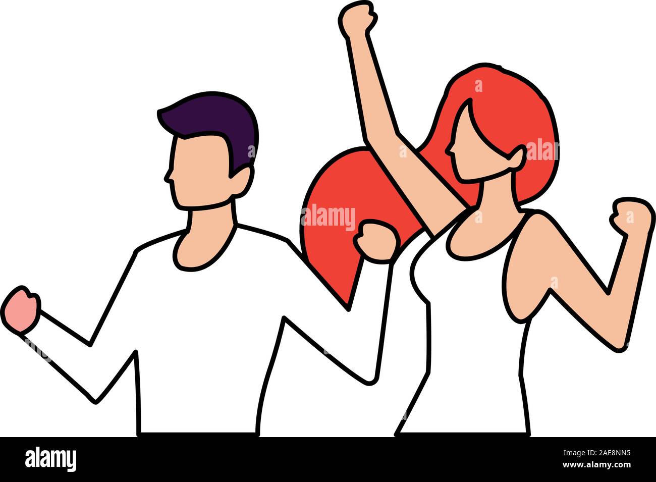 couple of people faceless with different poses on white background ...