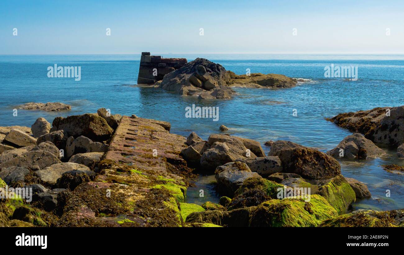 Old pier and breakwaters at Port Patrick Scotland Stock Photo - Alamy