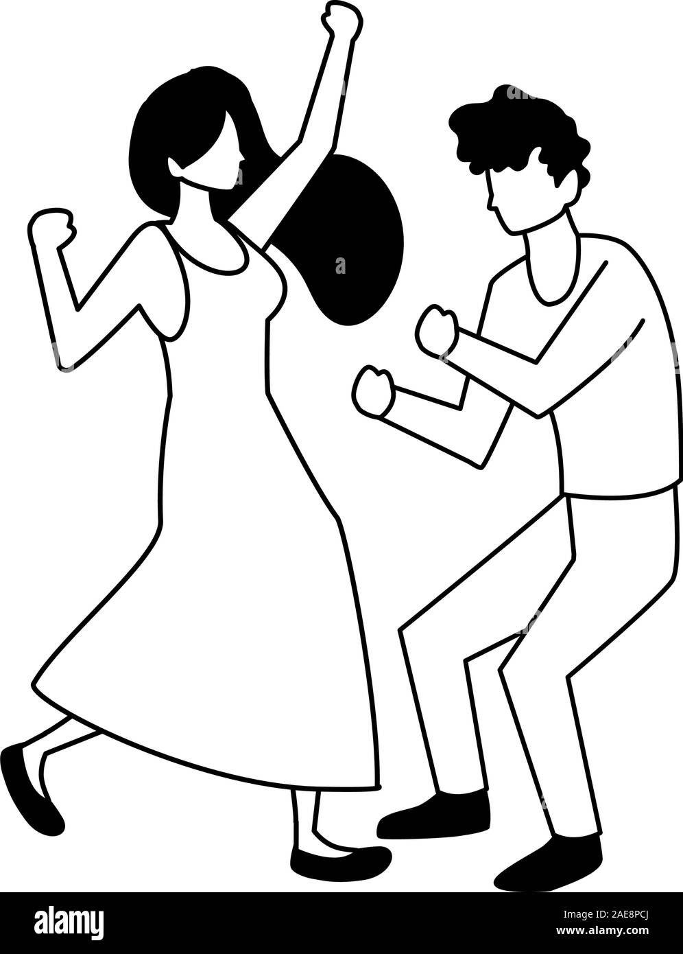 couple of people dancing on white background vector illustration design ...