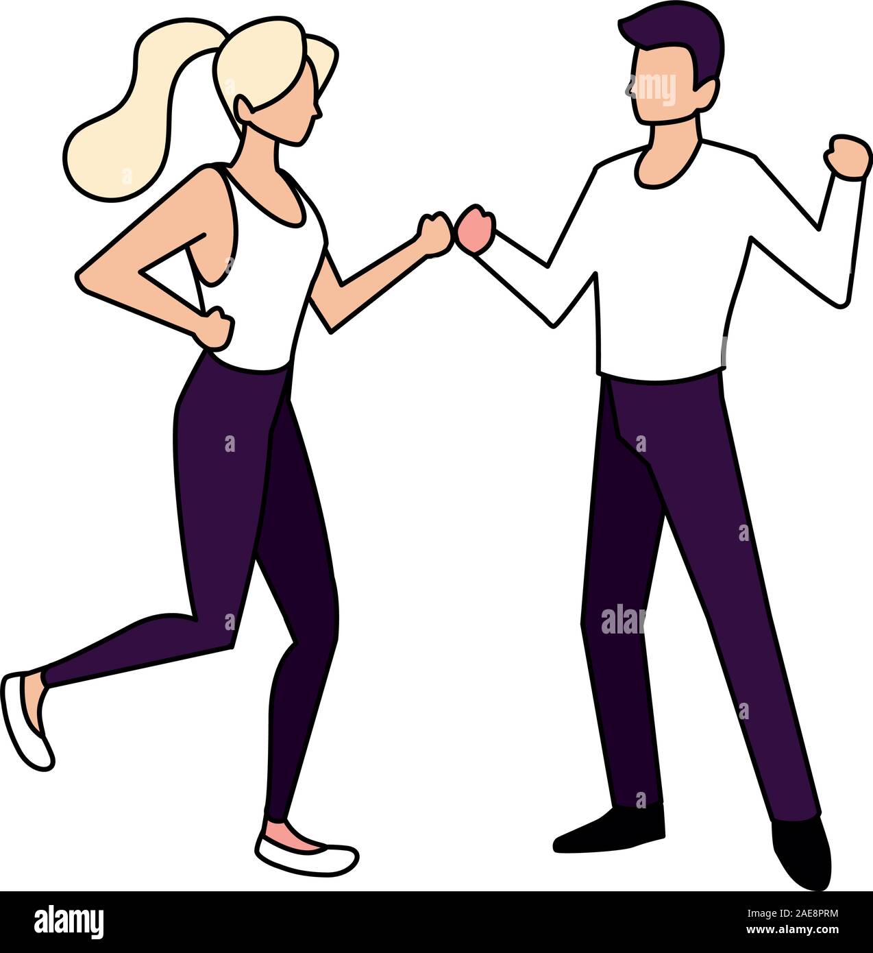 couple of people dancing on white background vector illustration design ...