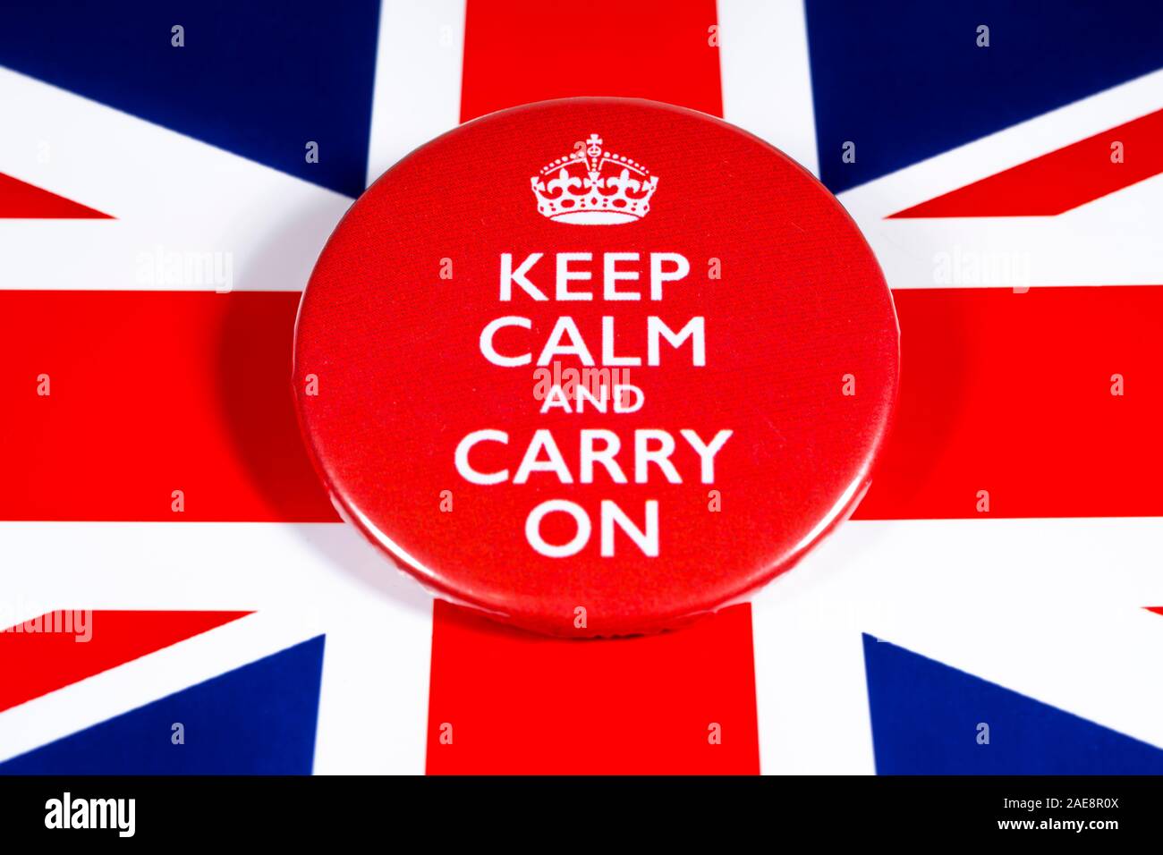 London, UK - November 22nd 2019: Keep Calm and Carry On symbol ...