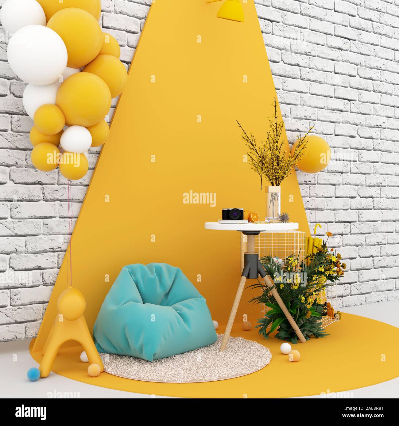 3d render celebration decor with baloons Stock Photo - Alamy