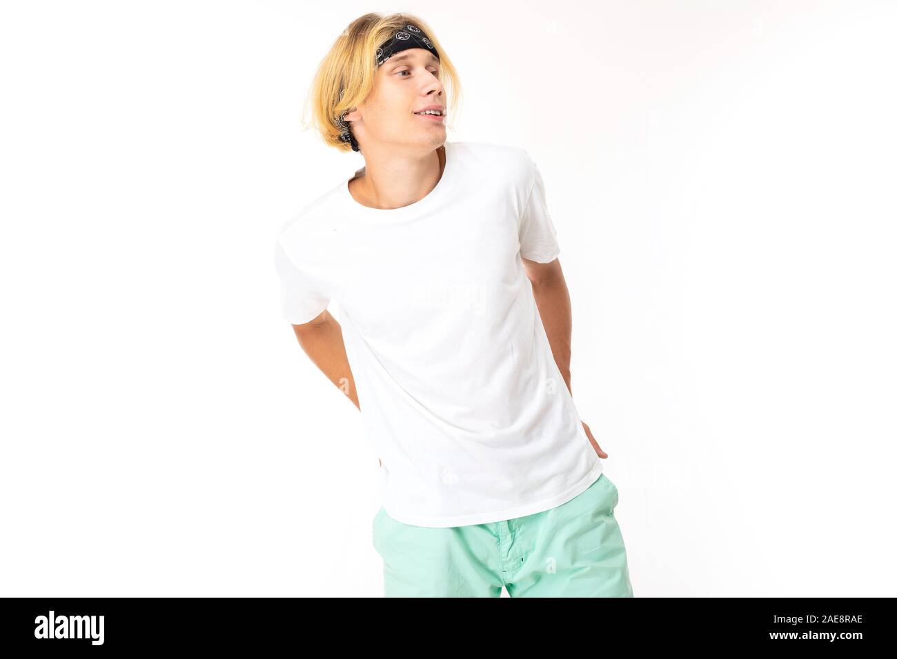 Stylish caucasian blonde man isolated on white background Stock Photo ...