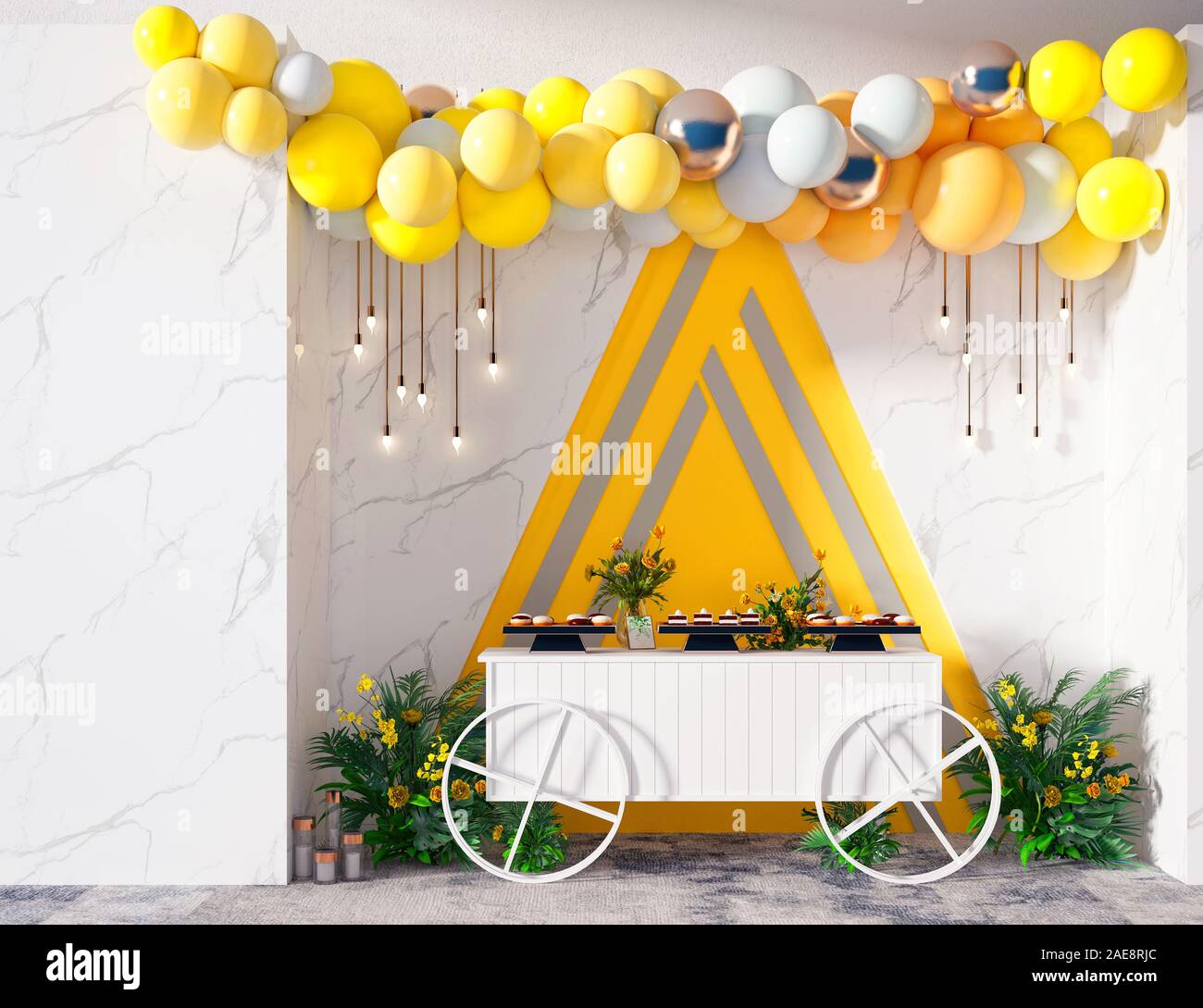 3d render celebration decor with baloons Stock Photo - Alamy