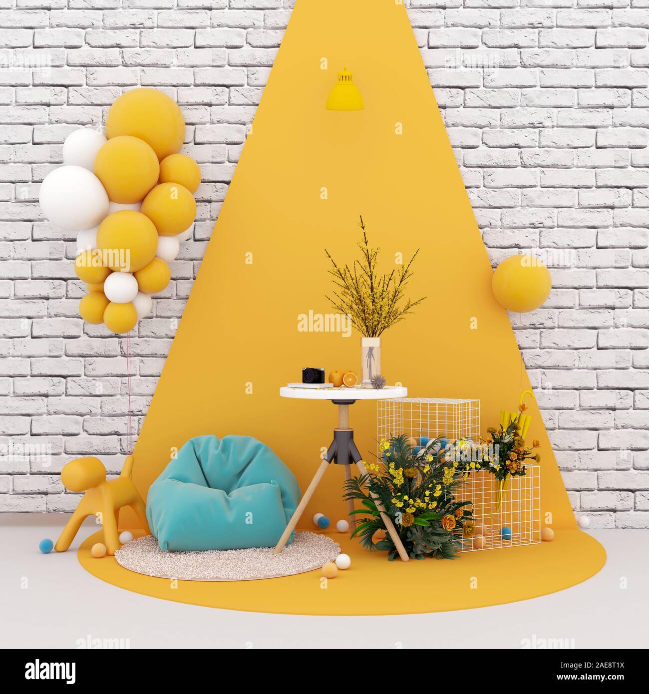 3d render celebration decor with baloons Stock Photo - Alamy