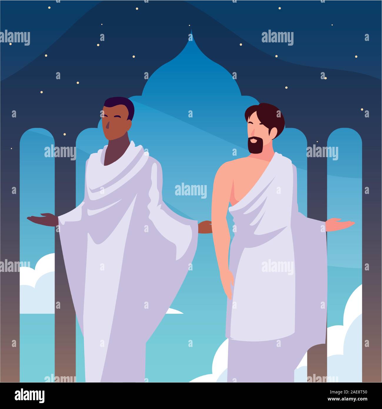 men pilgrim hajj , day of Dhul Hijjah vector illustration design Stock ...