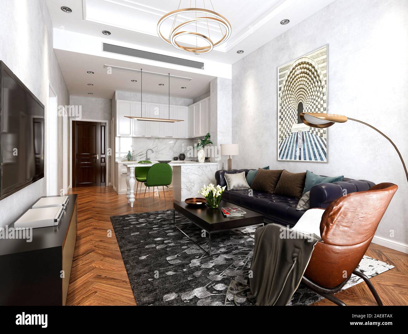 3d render modern home interior Stock Photo - Alamy
