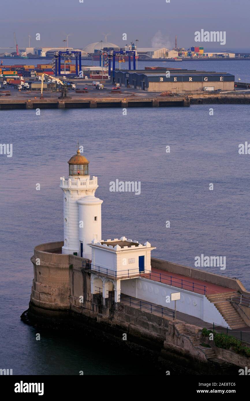 East Breakwater Lighthouse, Port of Bilbao, Getxo,Bilbao, Spain Stock ...