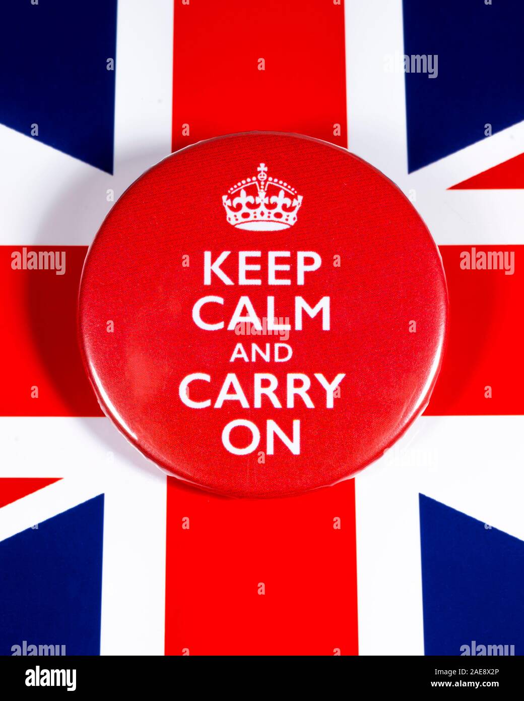London, UK - November 22nd 2019: Keep Calm and Carry On symbol ...