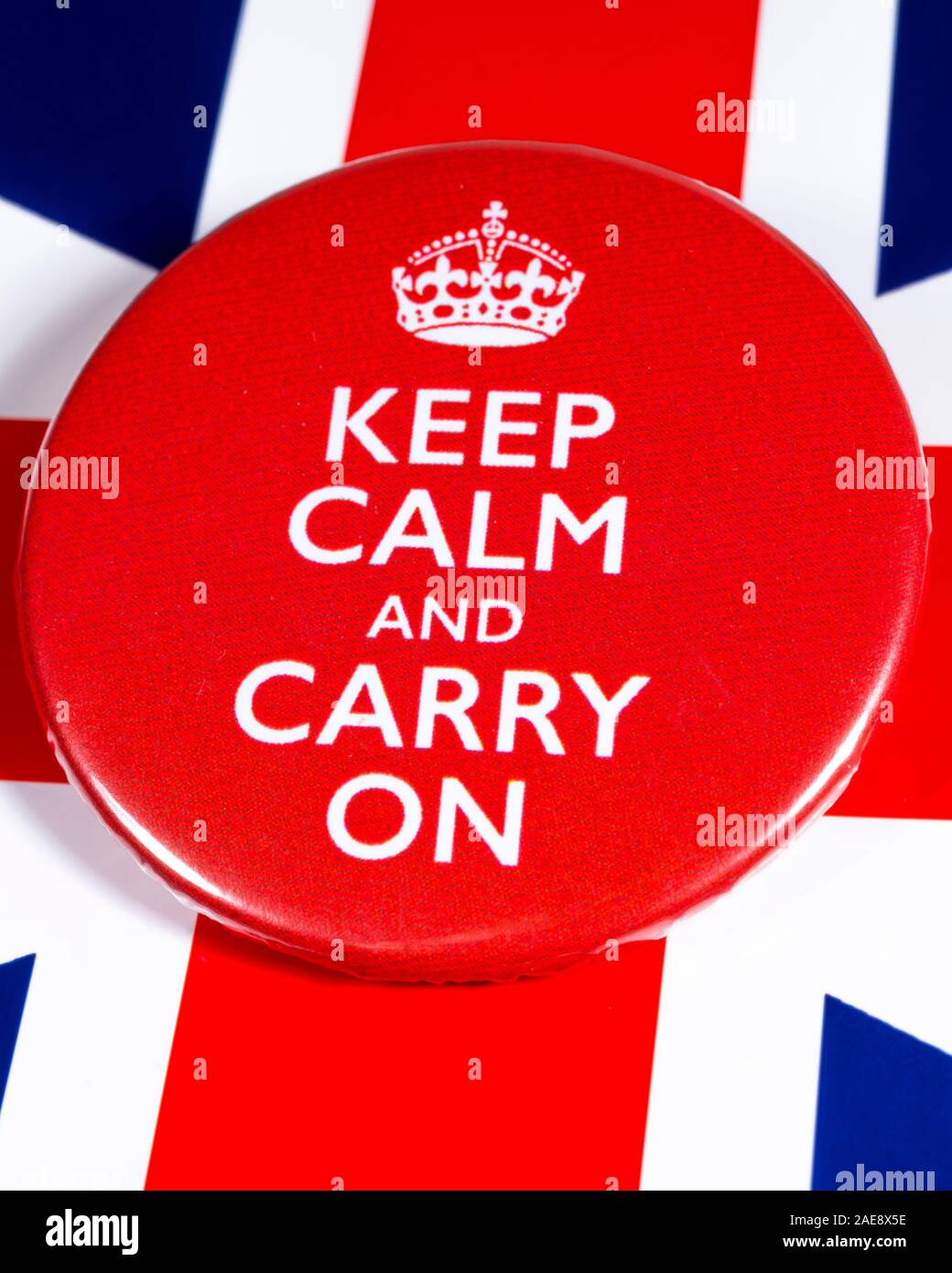 London, UK - November 22nd 2019: Keep Calm and Carry On symbol ...
