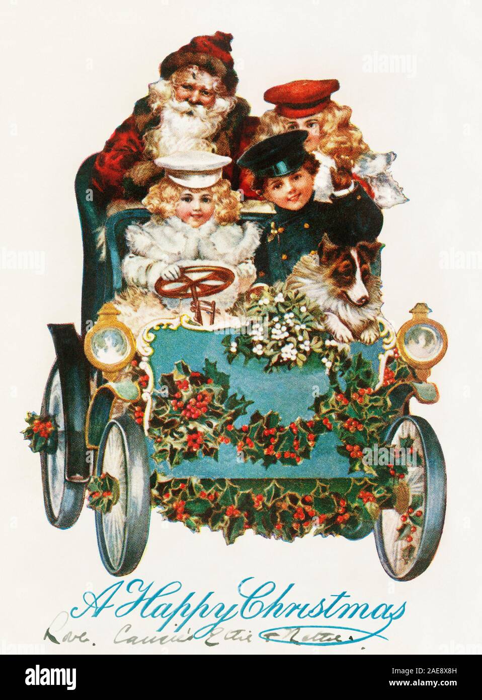 vintage christmas themed illustration Stock Photo - Alamy
