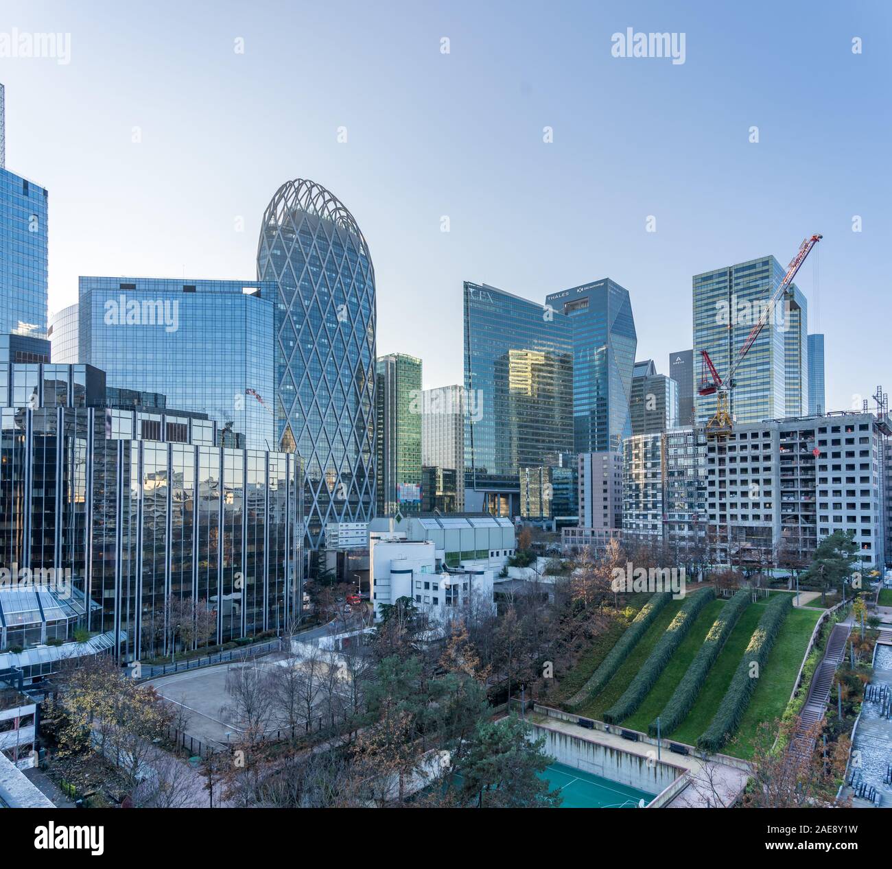 Paris, France - December 4, 2019: Skyscrapers in La Defense financial ...