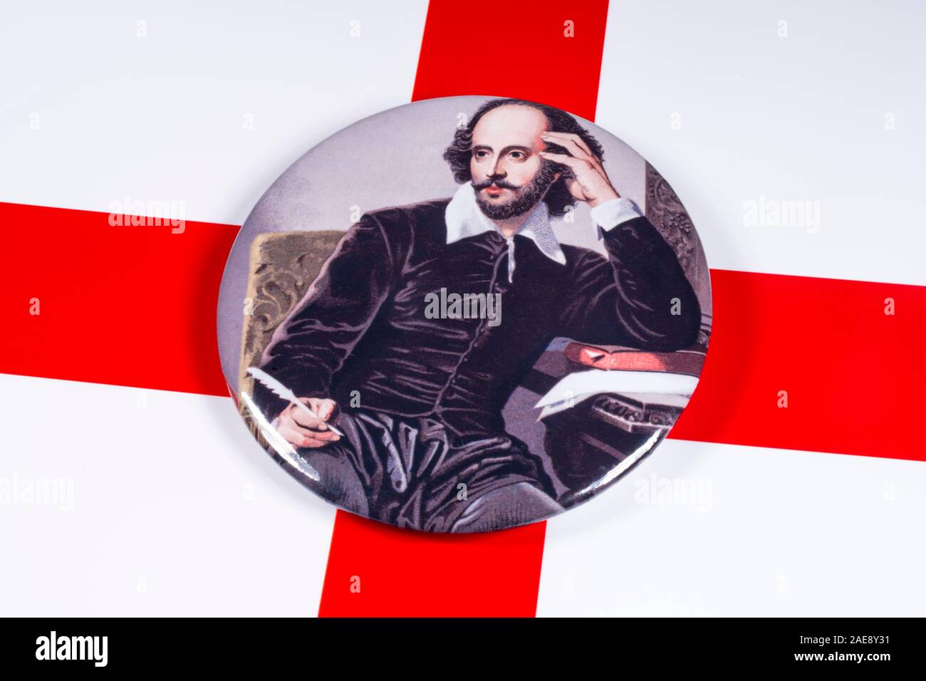 London, UK - December 3rd 2019: A pin badge with a portrait of William ...