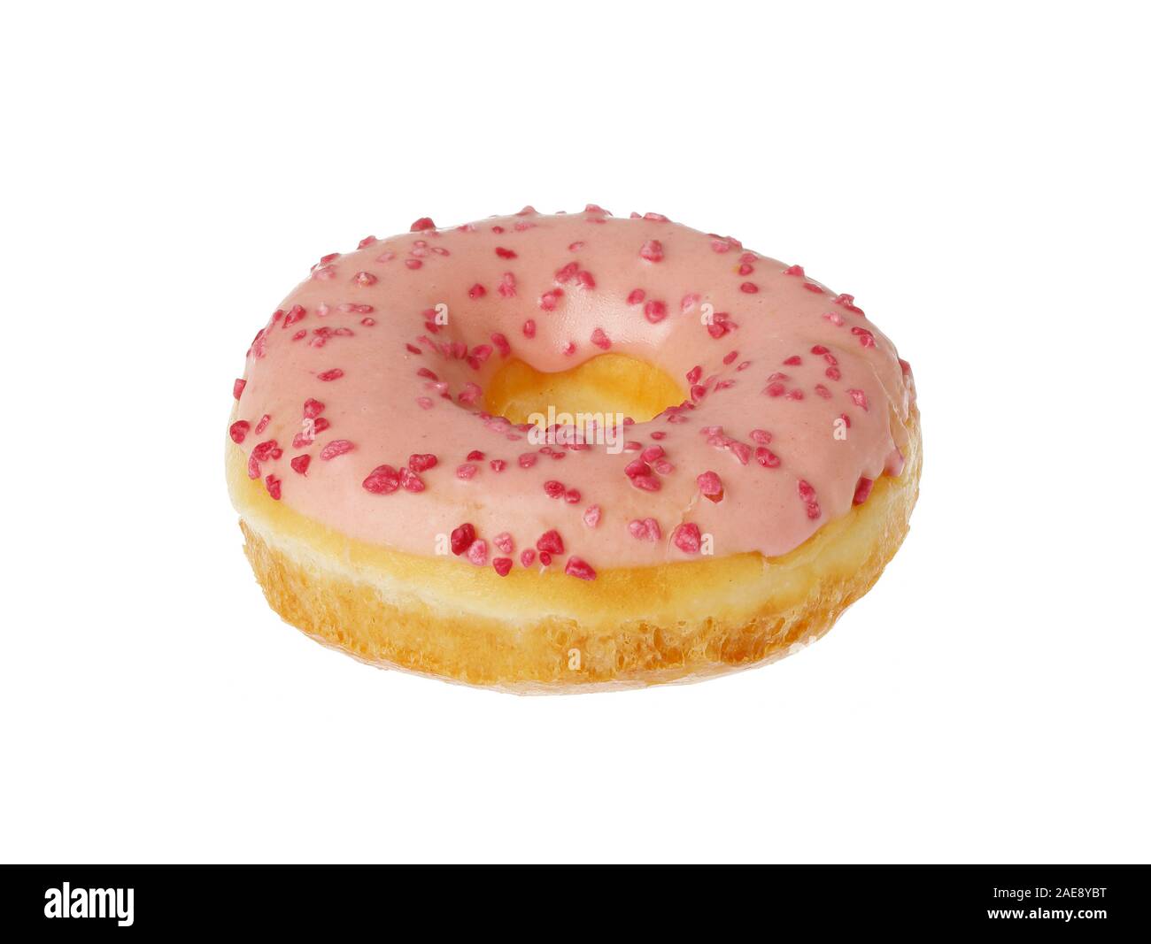 One dount with pink glaze isolated on white background Stock Photo - Alamy
