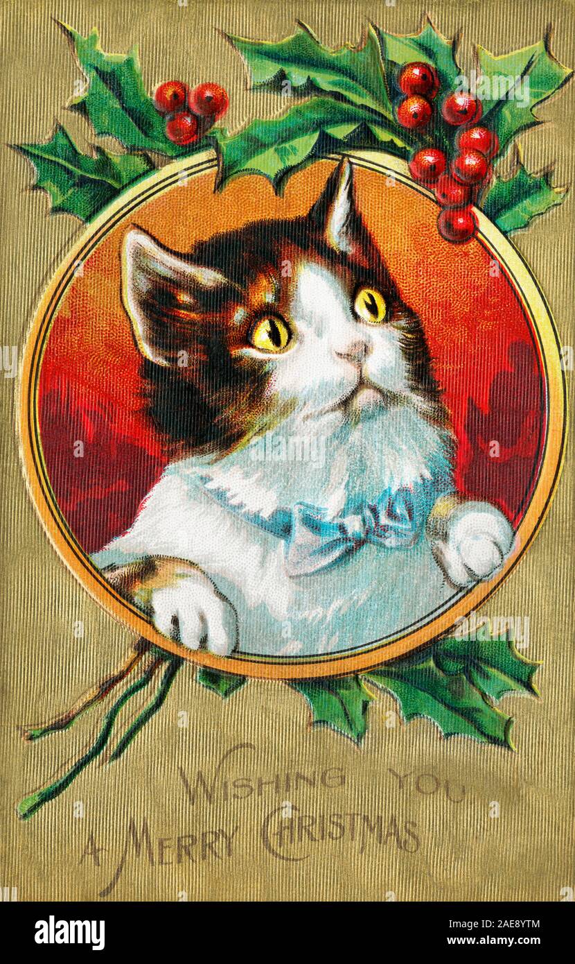 vintage christmas themed illustration Stock Photo - Alamy