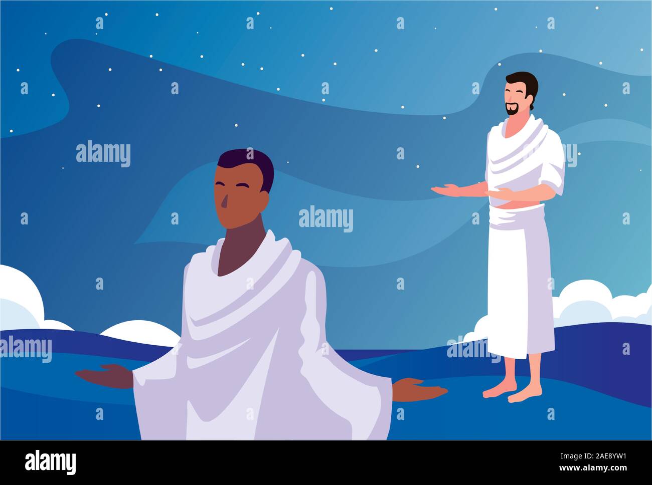 men pilgrim hajj , day of Dhul Hijjah vector illustration design Stock ...