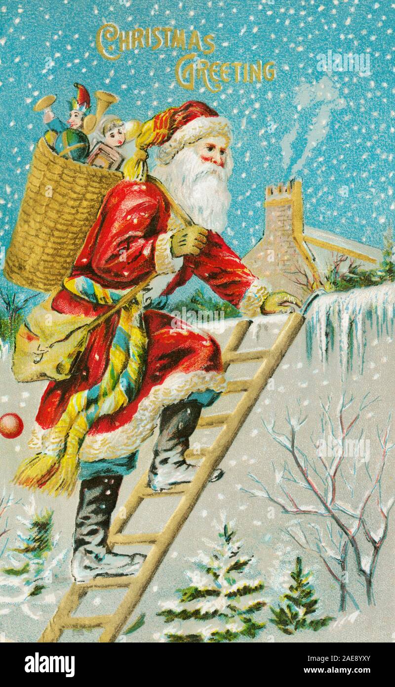 vintage christmas themed illustration Stock Photo - Alamy