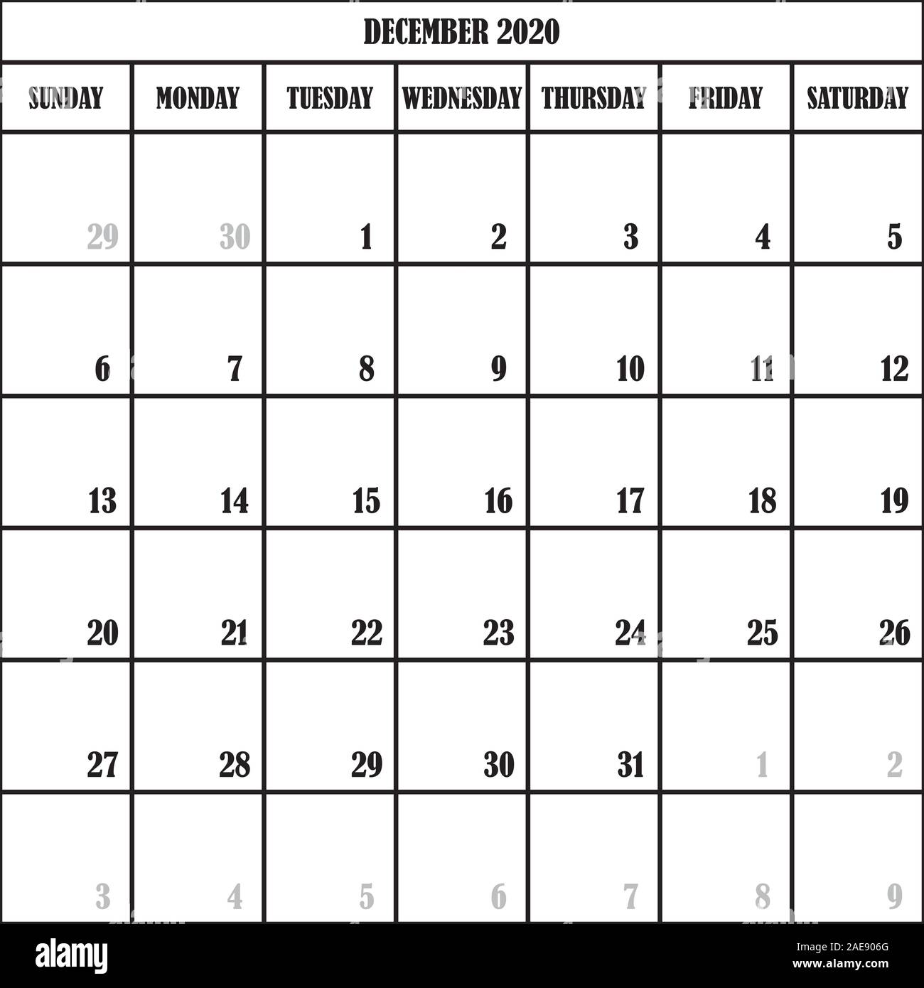 CALENDAR PLANNER MONTH DECEMBER 2020 ON TRANSPARENT BACKGROUND Stock ...