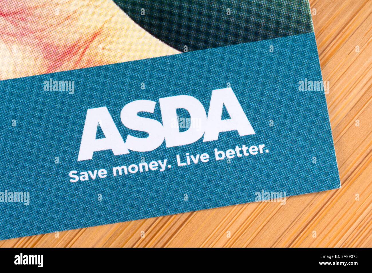 London, UK - December 3rd 2019: Close-up of the ASDA supermarket logo ...