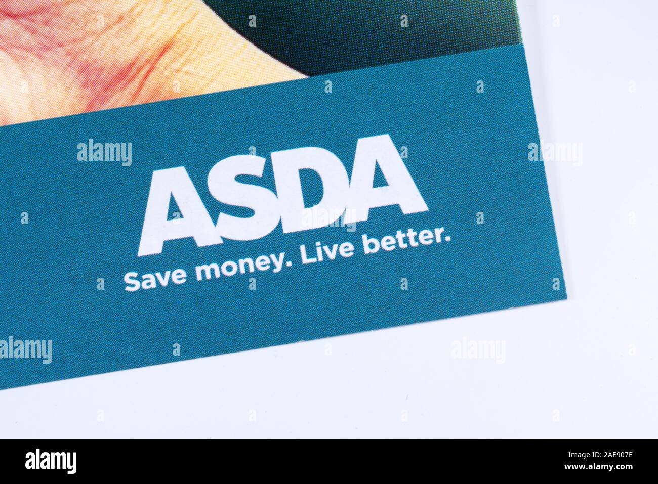 London, UK - December 3rd 2019: Close-up of the ASDA supermarket logo ...