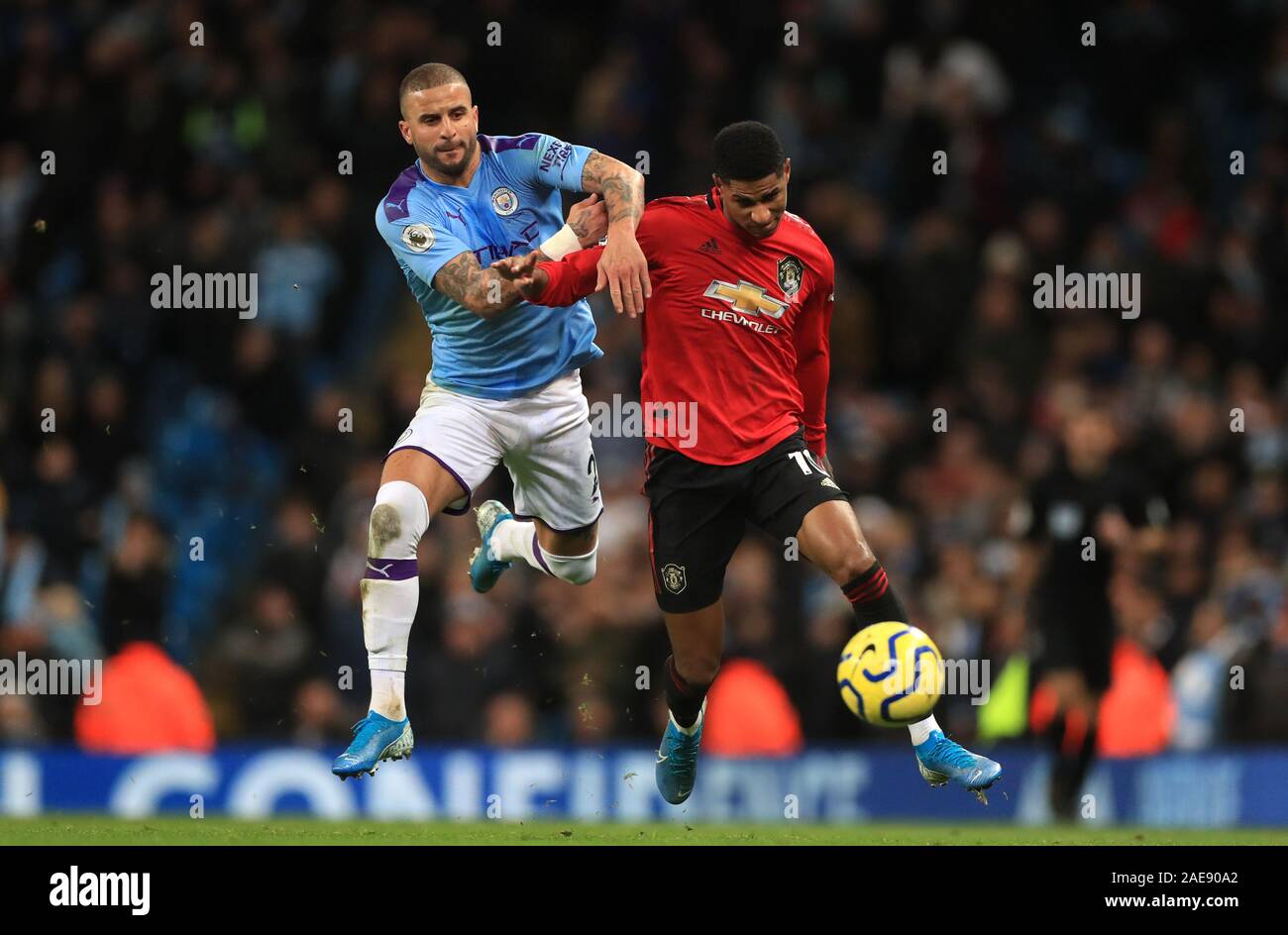 Manchester City's Kyle Walker (left) and Manchester United's Marcus ...