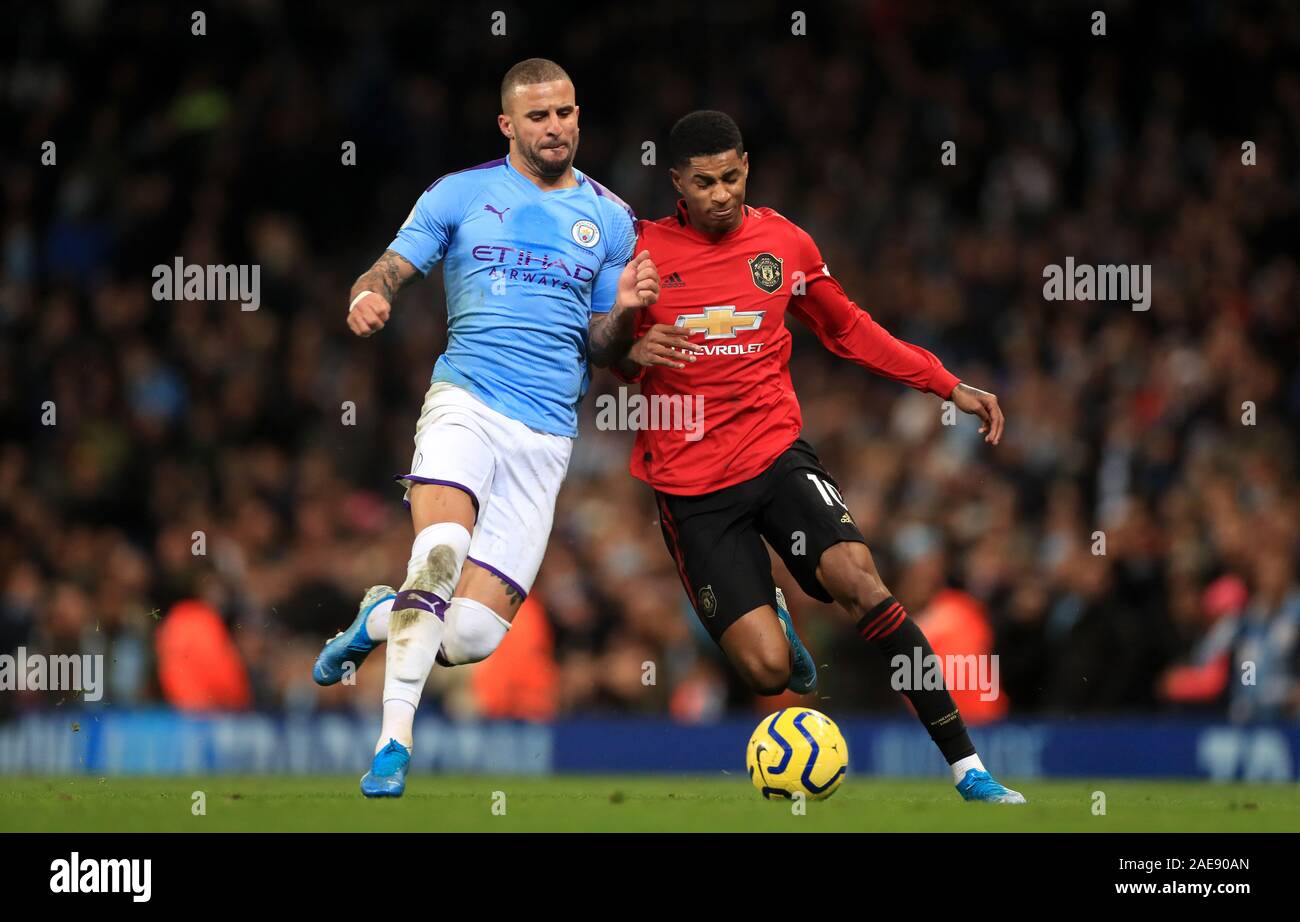 Manchester City's Kyle Walker (left) and Manchester United's Marcus ...