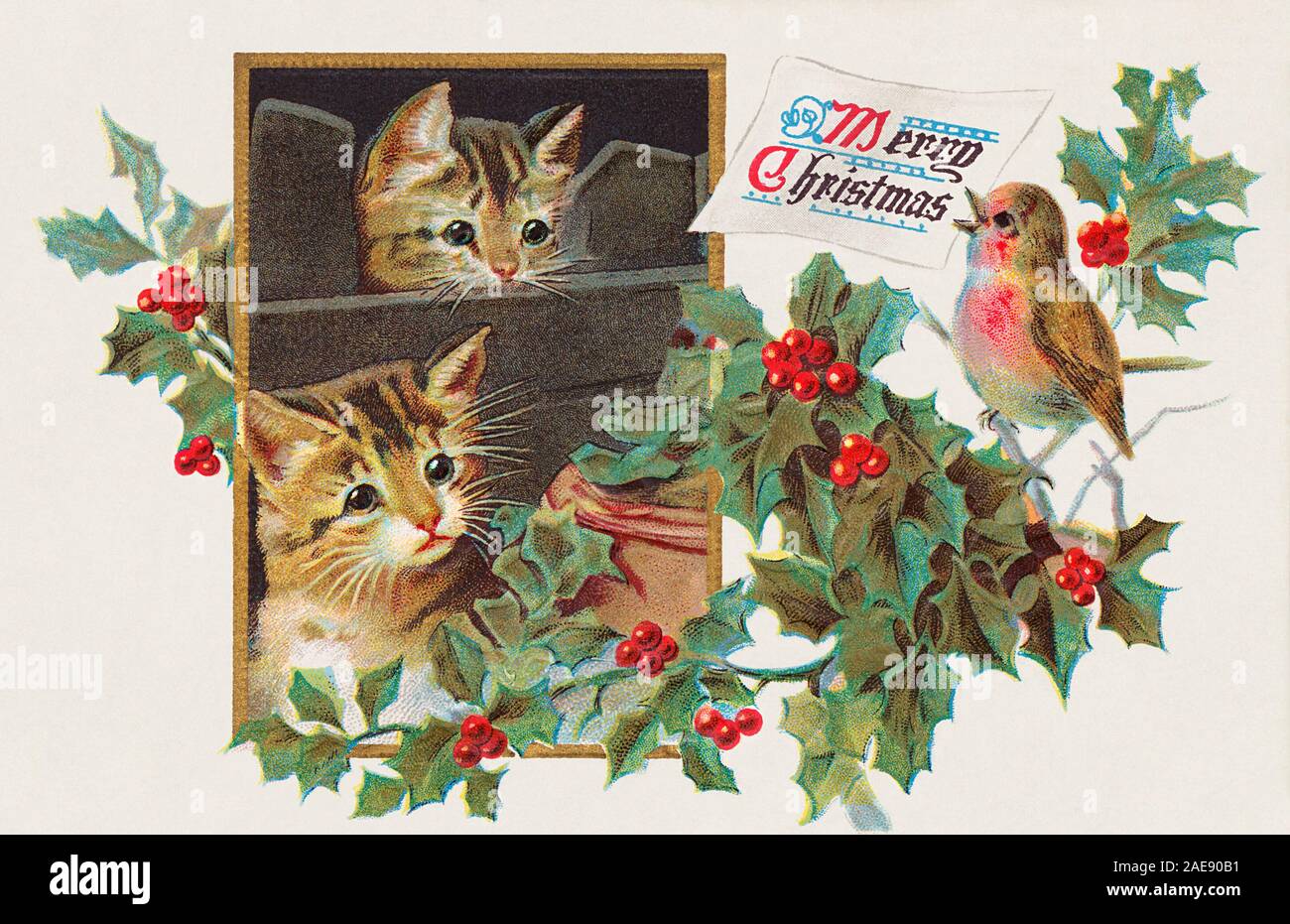 vintage christmas themed illustration Stock Photo - Alamy