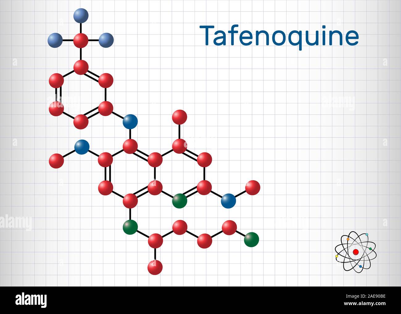 Tafenoquine drug molecule. It is used to prevent and to treat malaria ...
