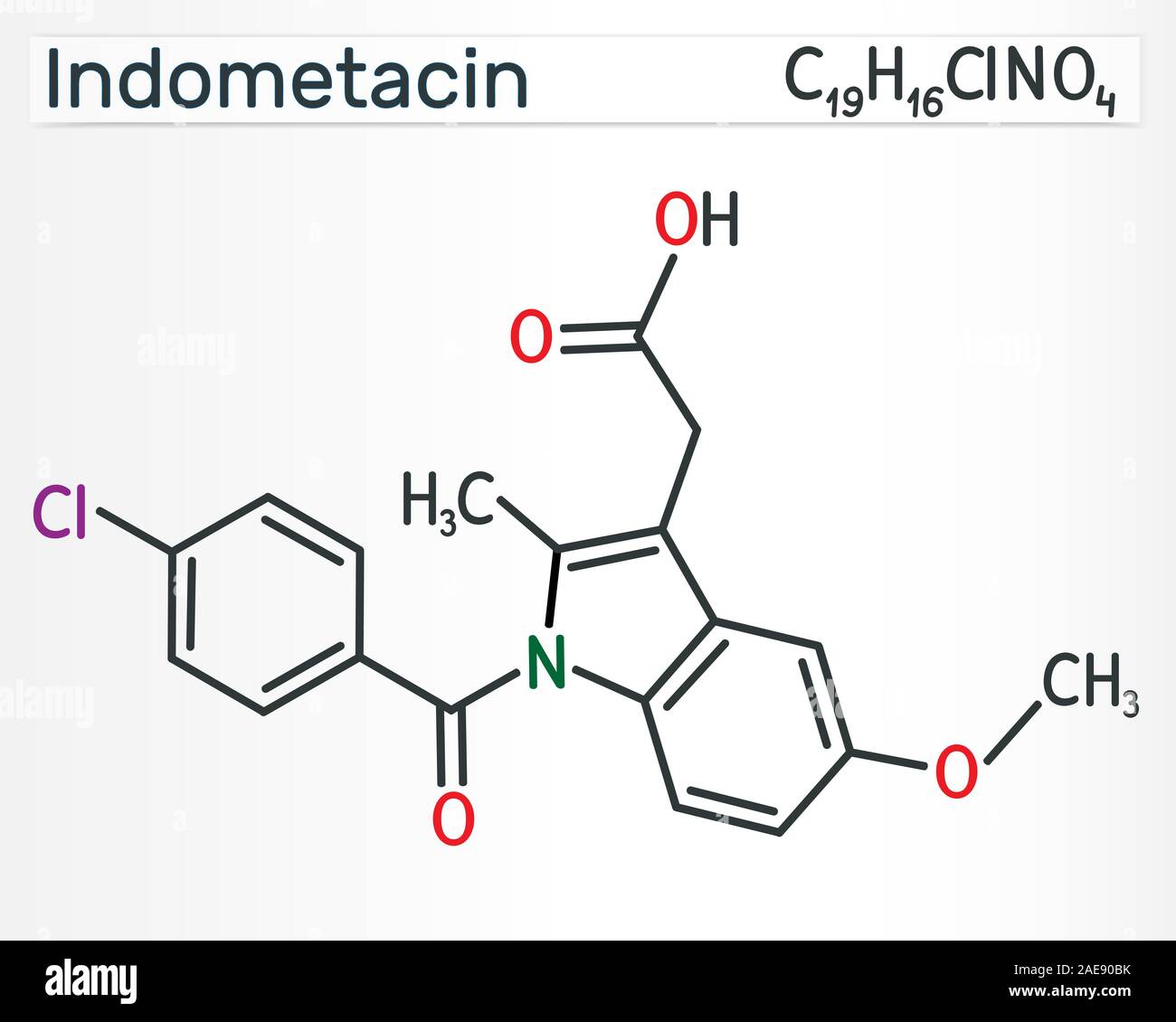 Indometacin molecule, is a nonsteroidal anti-inflammatory NSAID drug ...
