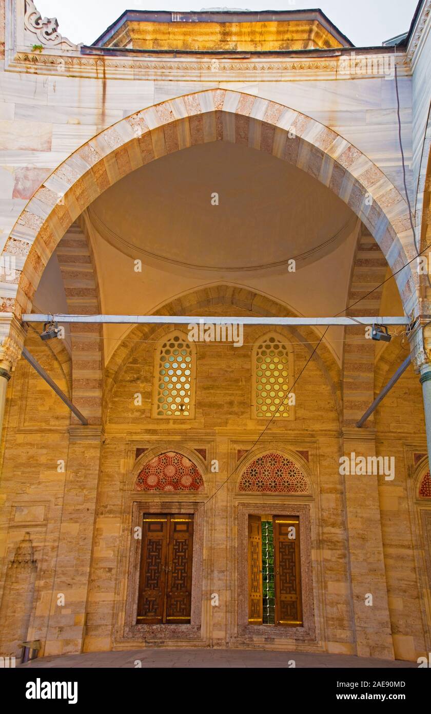 Courtyard portico in Sehzade Mosque in the Fatih district of Istanbul ...