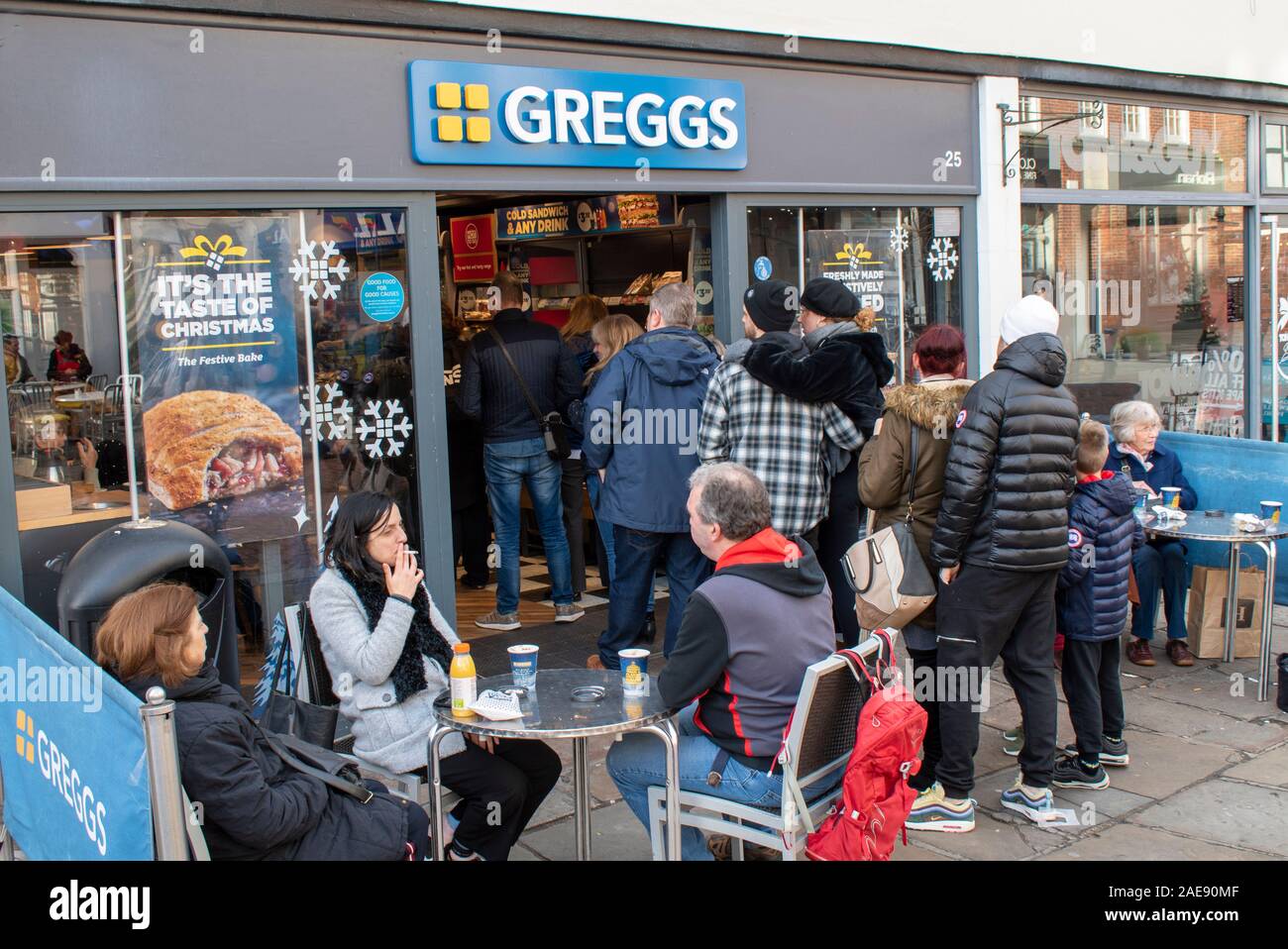 Chichester, West Sussex, UK December 07, 2019, Greggs PLC on a busy day ...