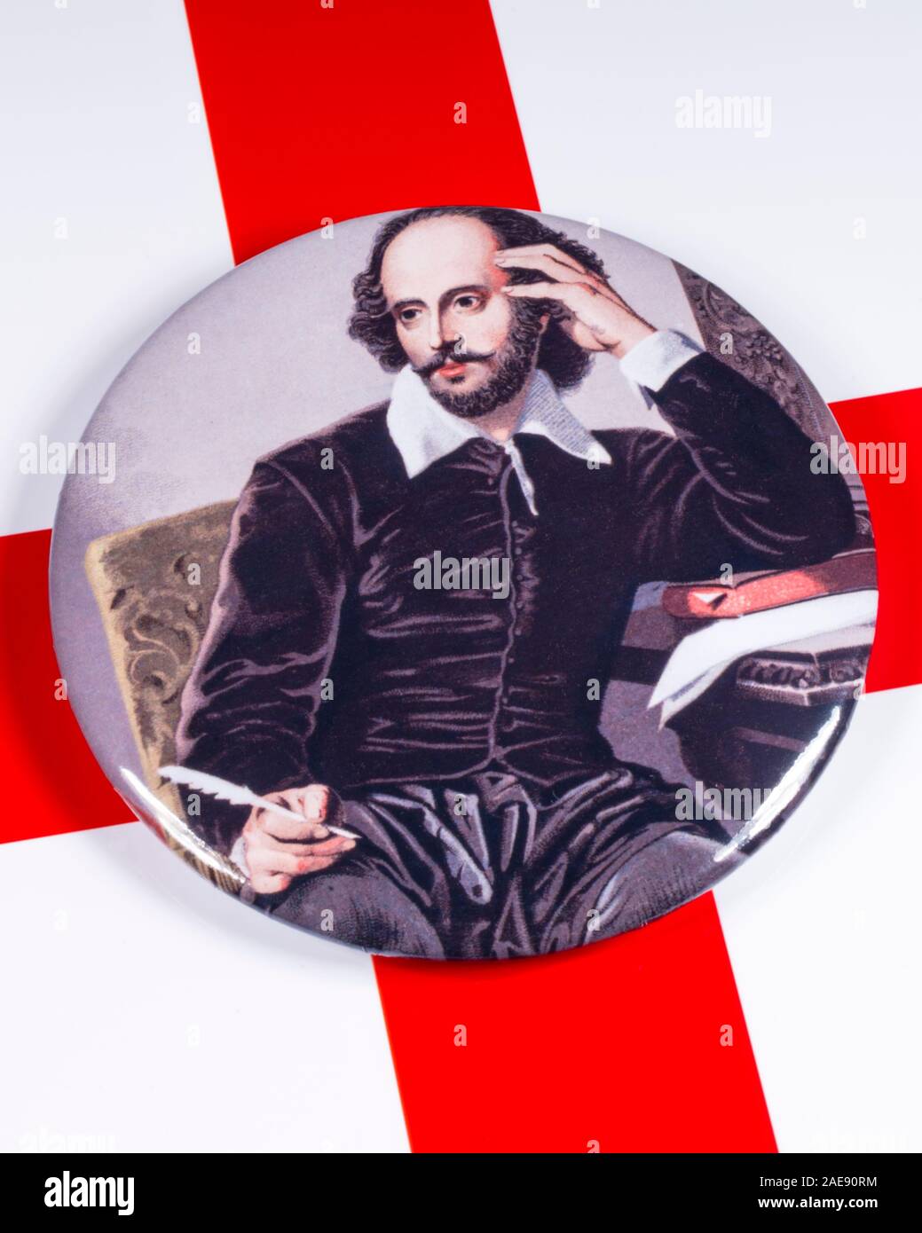 London, UK - December 3rd 2019: A pin badge with a portrait of William ...