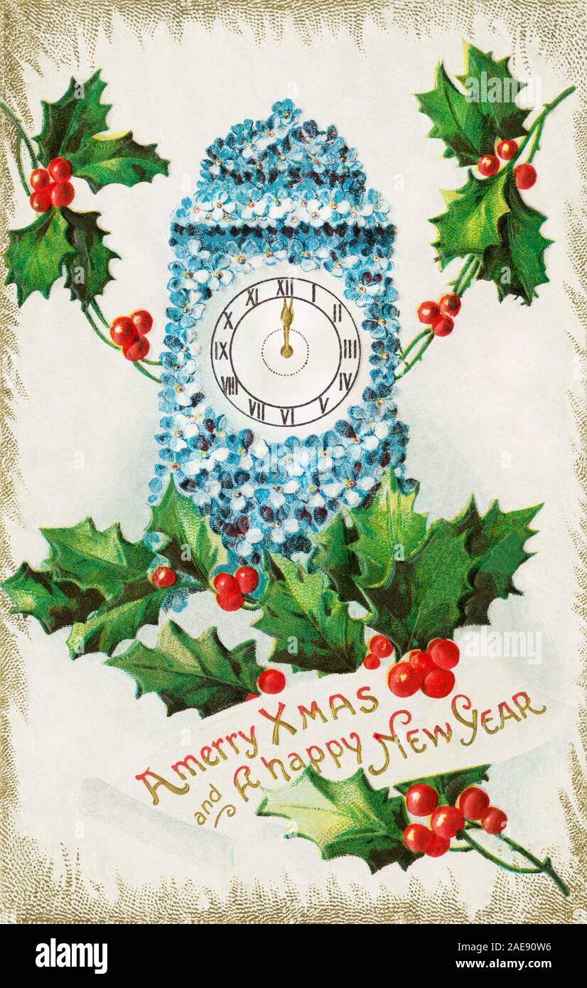 vintage christmas themed illustration Stock Photo - Alamy