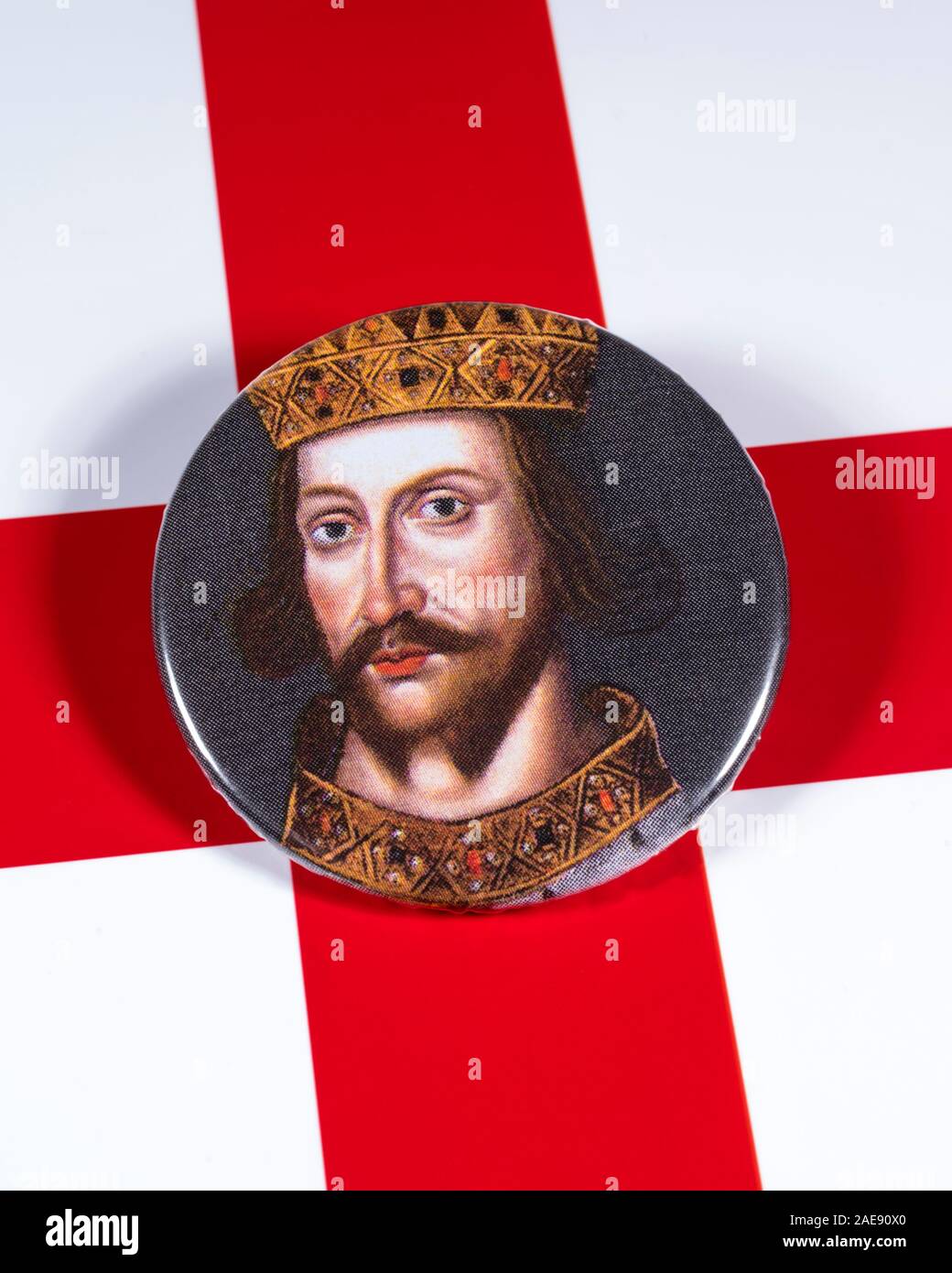 London, UK - December 5th 2019: A pin badge of King Henry II, pictured ...