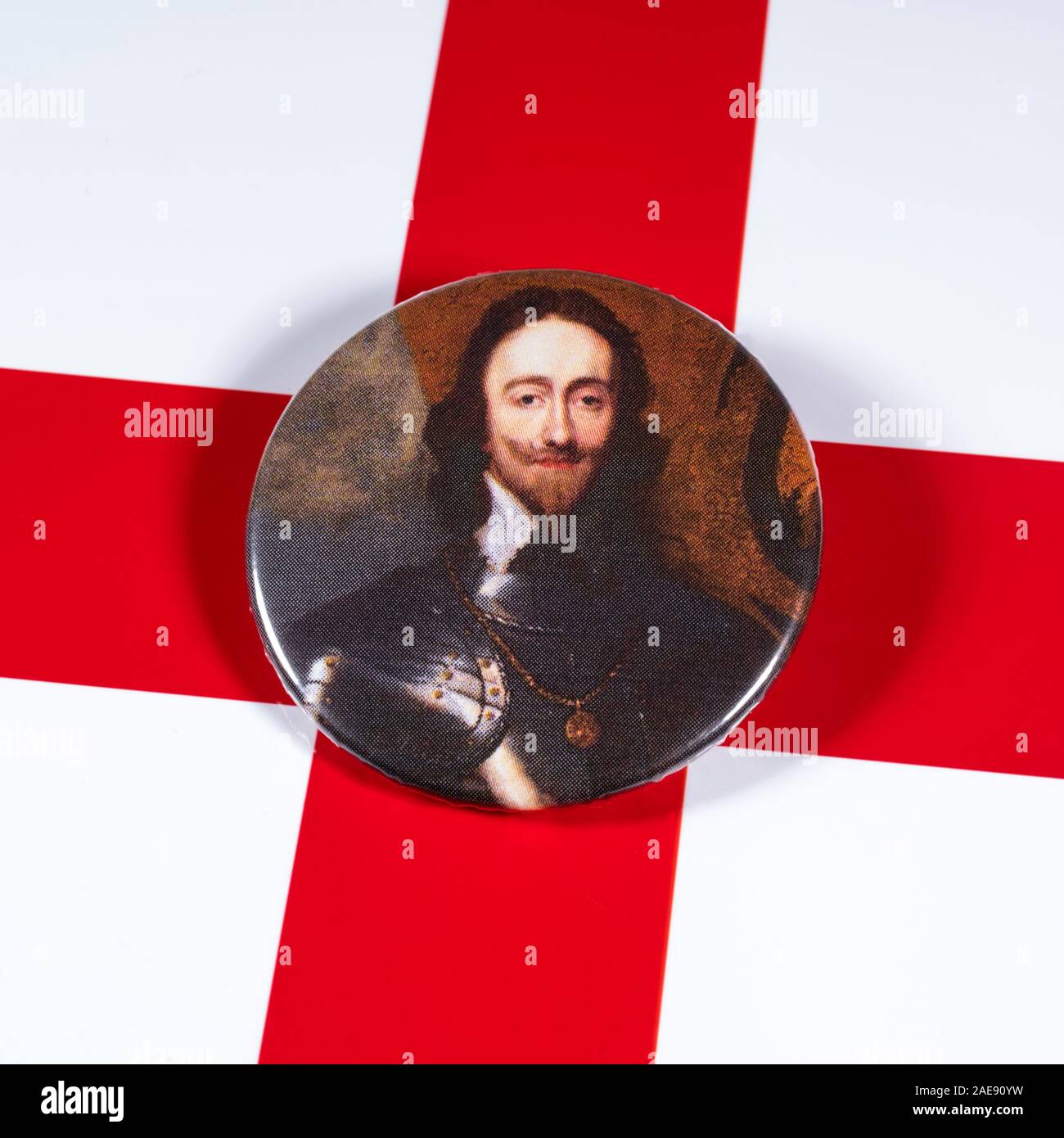 London, UK - December 5th 2019: A pin badge of King Charles I, pictured ...
