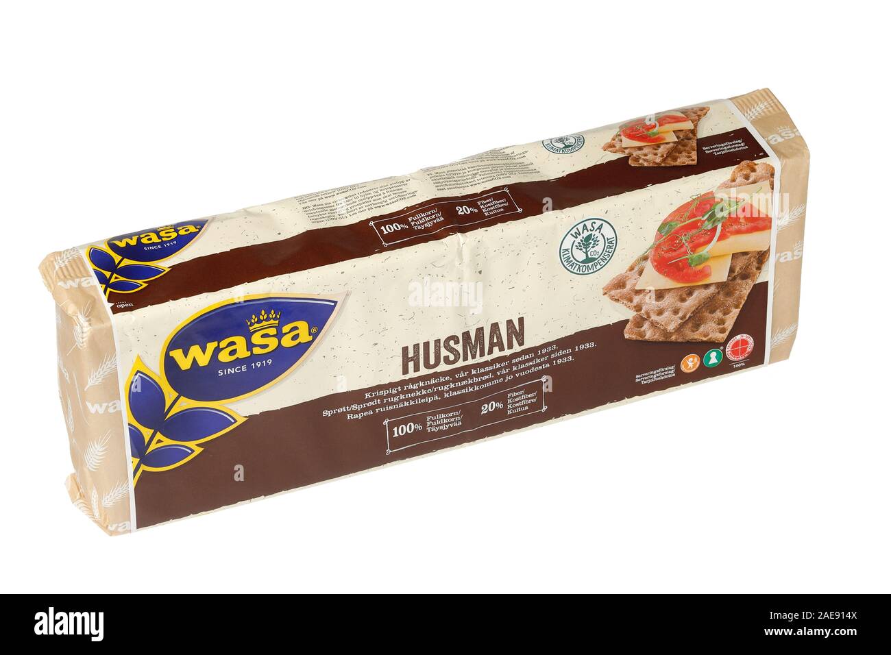 Stockholm, Sweden - December 5, 2019: One unopened pagage of Wasa ...