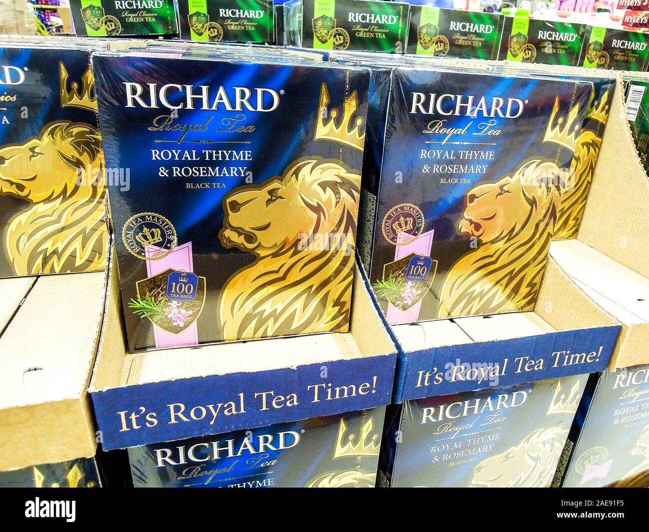 Samara, Russia - December 7, 2019: Richard tea ready for sale on the ...