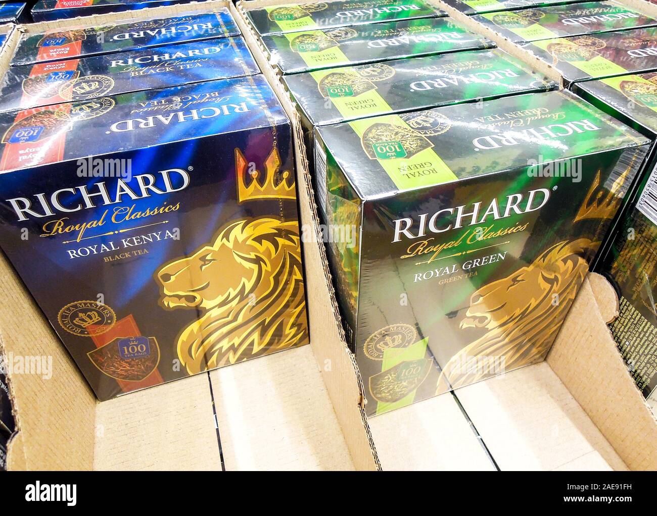 Samara, Russia - December 7, 2019: Richard tea ready for sale on the ...