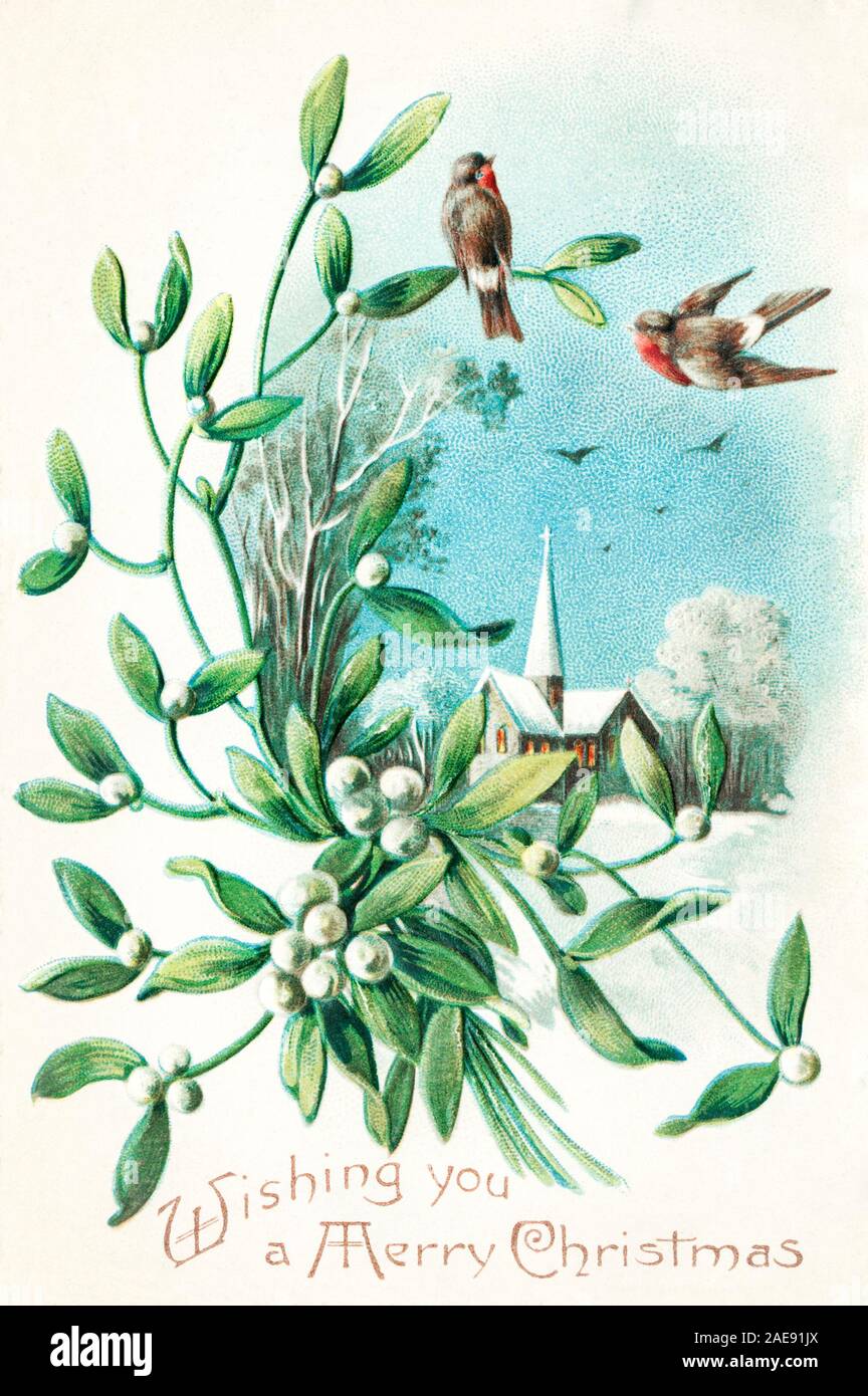 vintage Christmas themed illustration art Stock Photo - Alamy