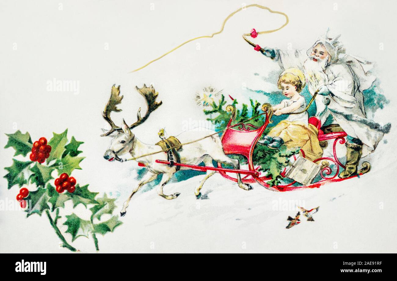 vintage Christmas themed illustration art Stock Photo - Alamy