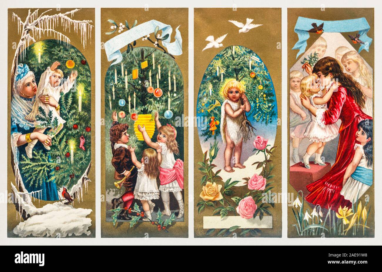 vintage Christmas themed illustration art Stock Photo - Alamy