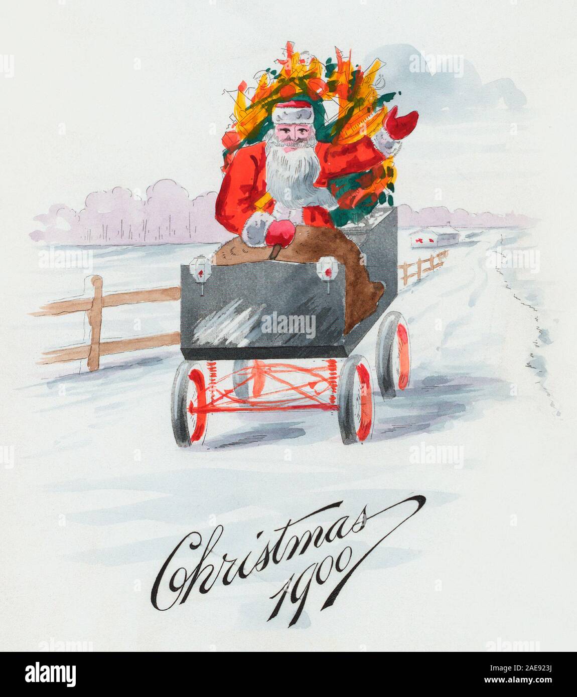 vintage christmas themed illustration Stock Photo - Alamy
