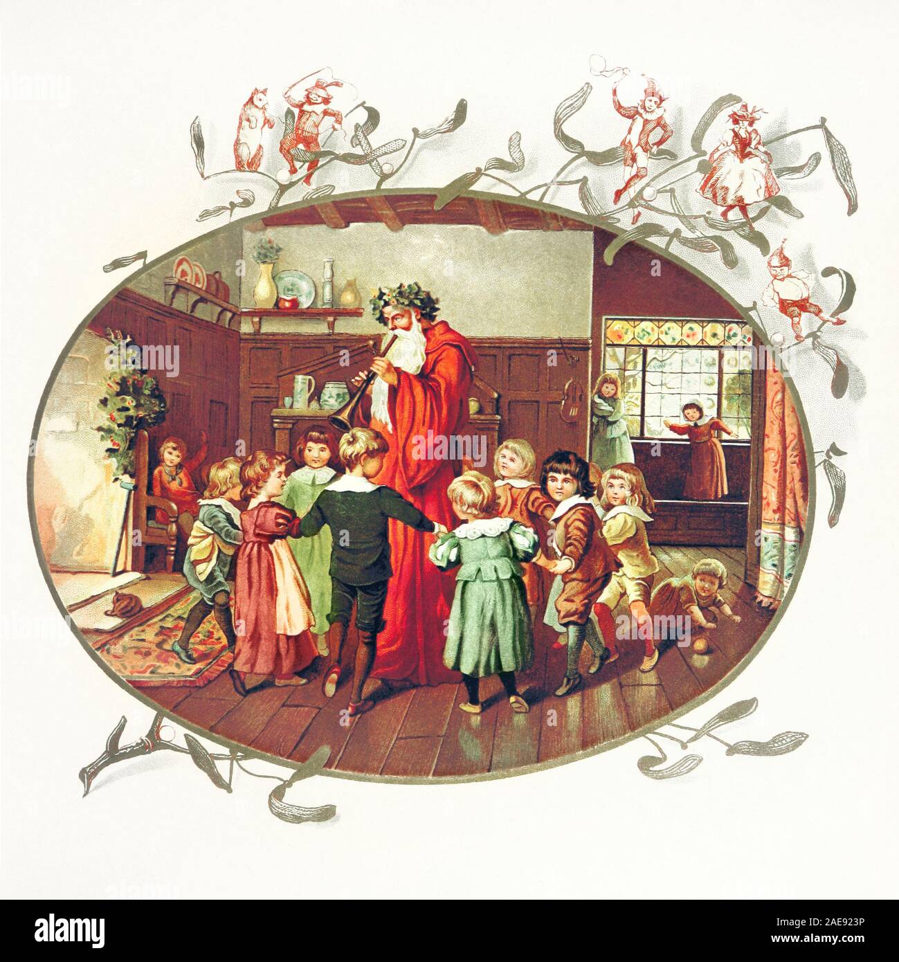 vintage christmas themed illustration Stock Photo - Alamy