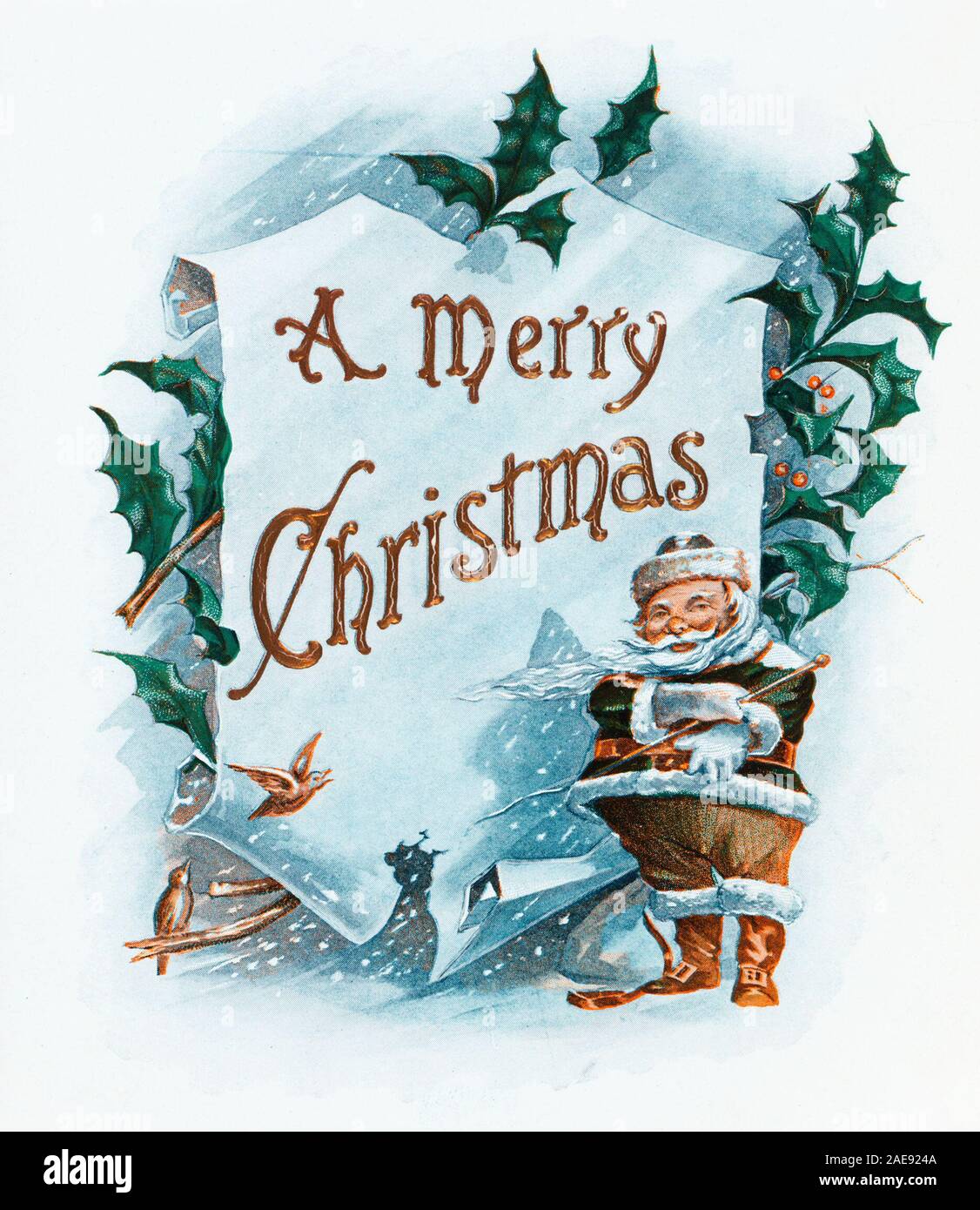 vintage christmas themed illustration Stock Photo - Alamy