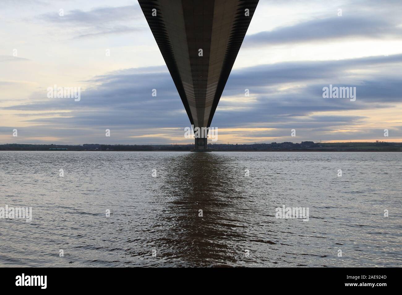 The underside of the humber bridge (Road A15)shot from Hessle foreshore ...