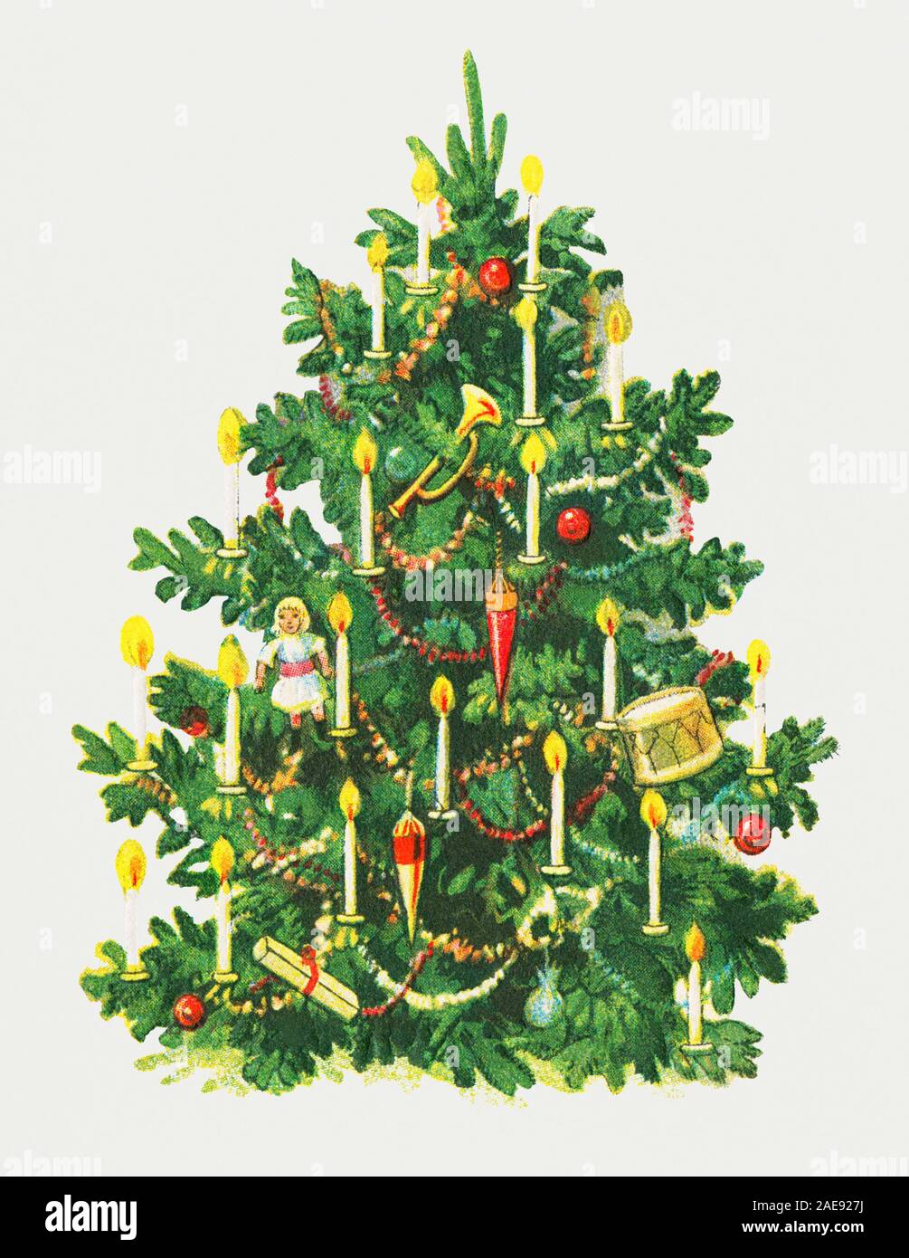 vintage christmas themed illustration Stock Photo - Alamy