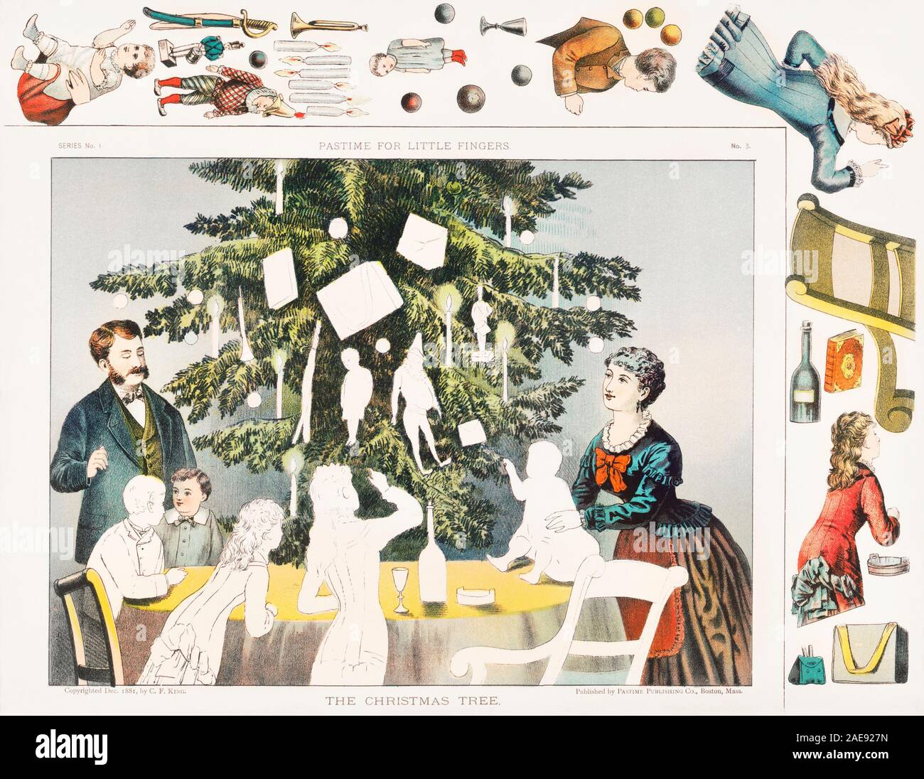 vintage christmas themed illustration Stock Photo - Alamy