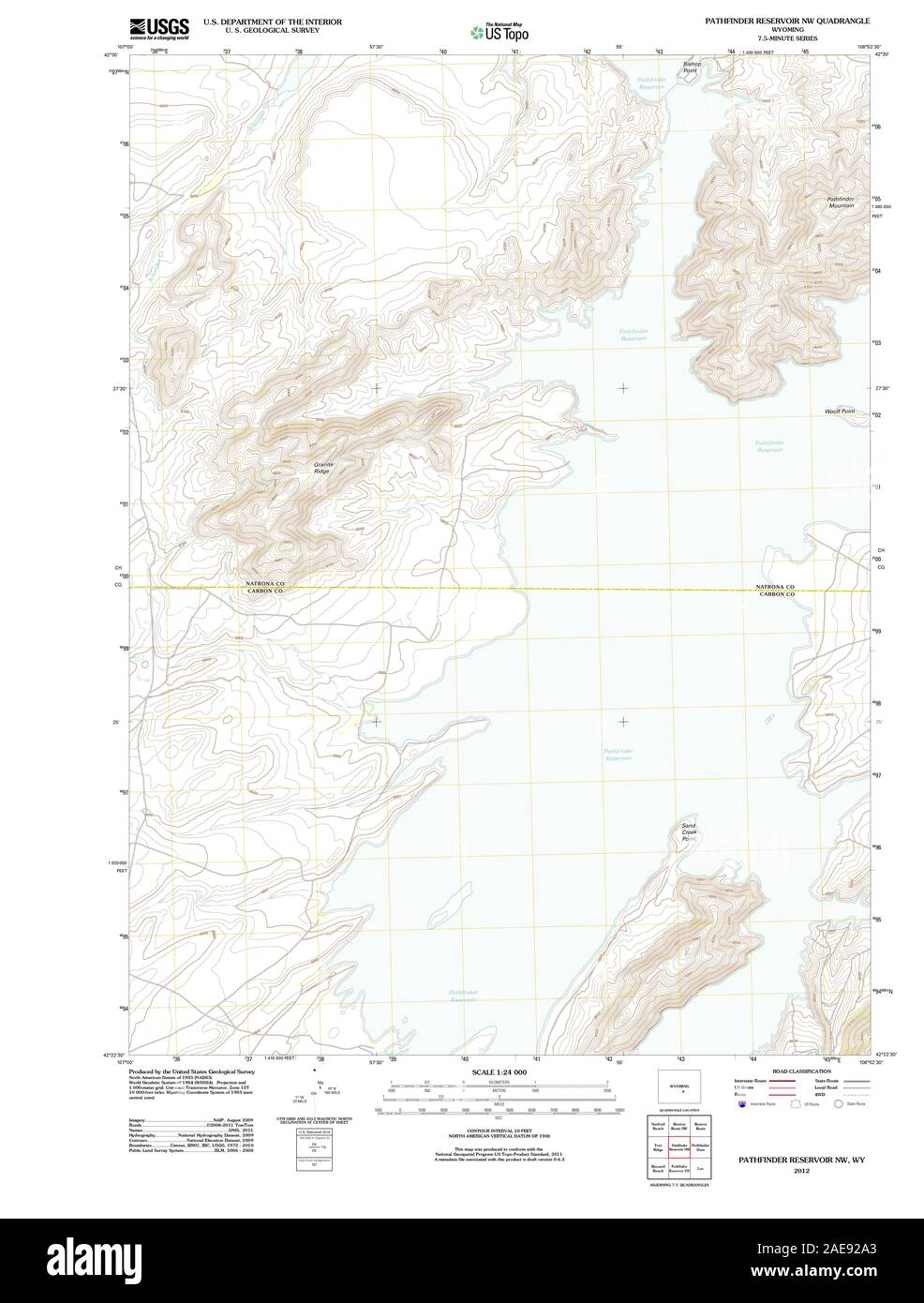 WY Pathfinder Reservoir NW 20120802 TM Restoration Stock Photo - Alamy