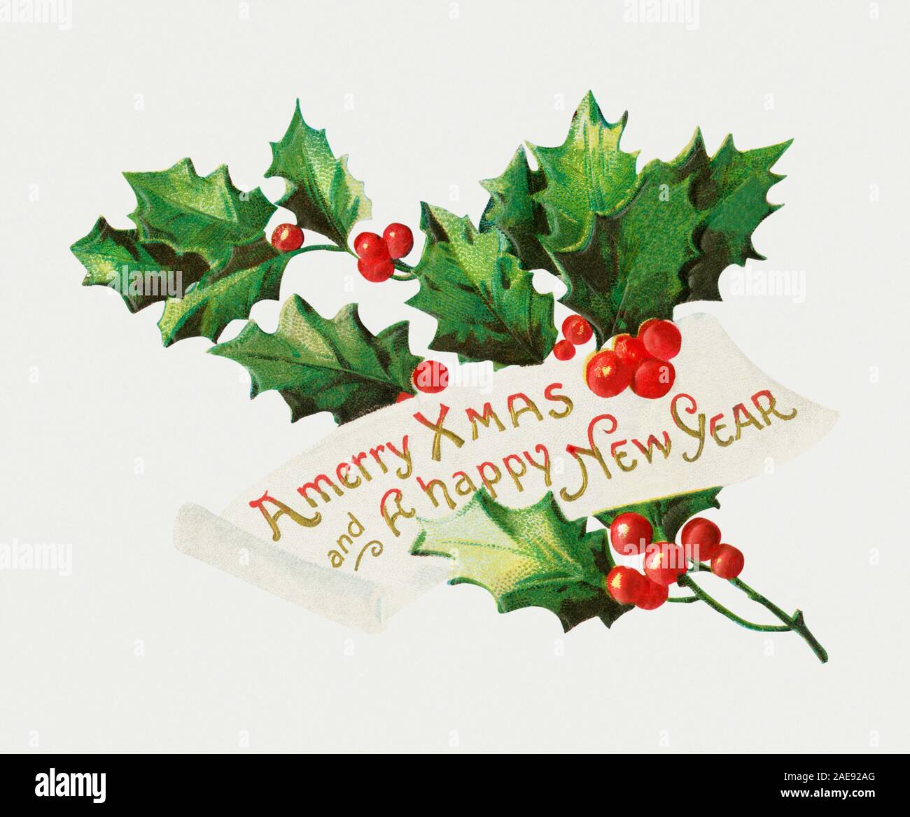 vintage christmas themed illustration Stock Photo - Alamy